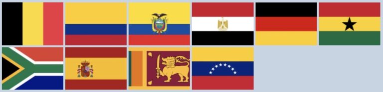 Country flag with a gold emblem and color on it.