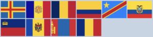 Country Flags with Yellow, Blue, and Red