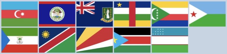Country Flags with Blue, White, Green, and Red