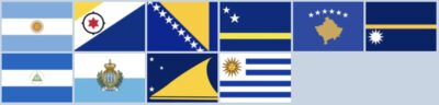 Country Flags with Blue, White, and Yellow