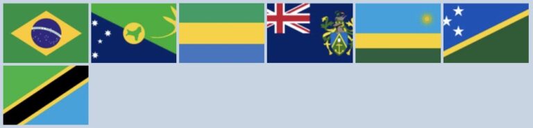 Country Flags with Blue, Yellow, and Green